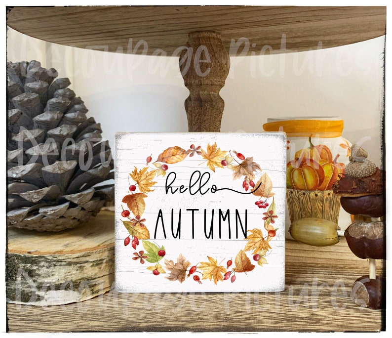 Wooden Square Plaque/sign hello Autumn/welcome - Etsy
