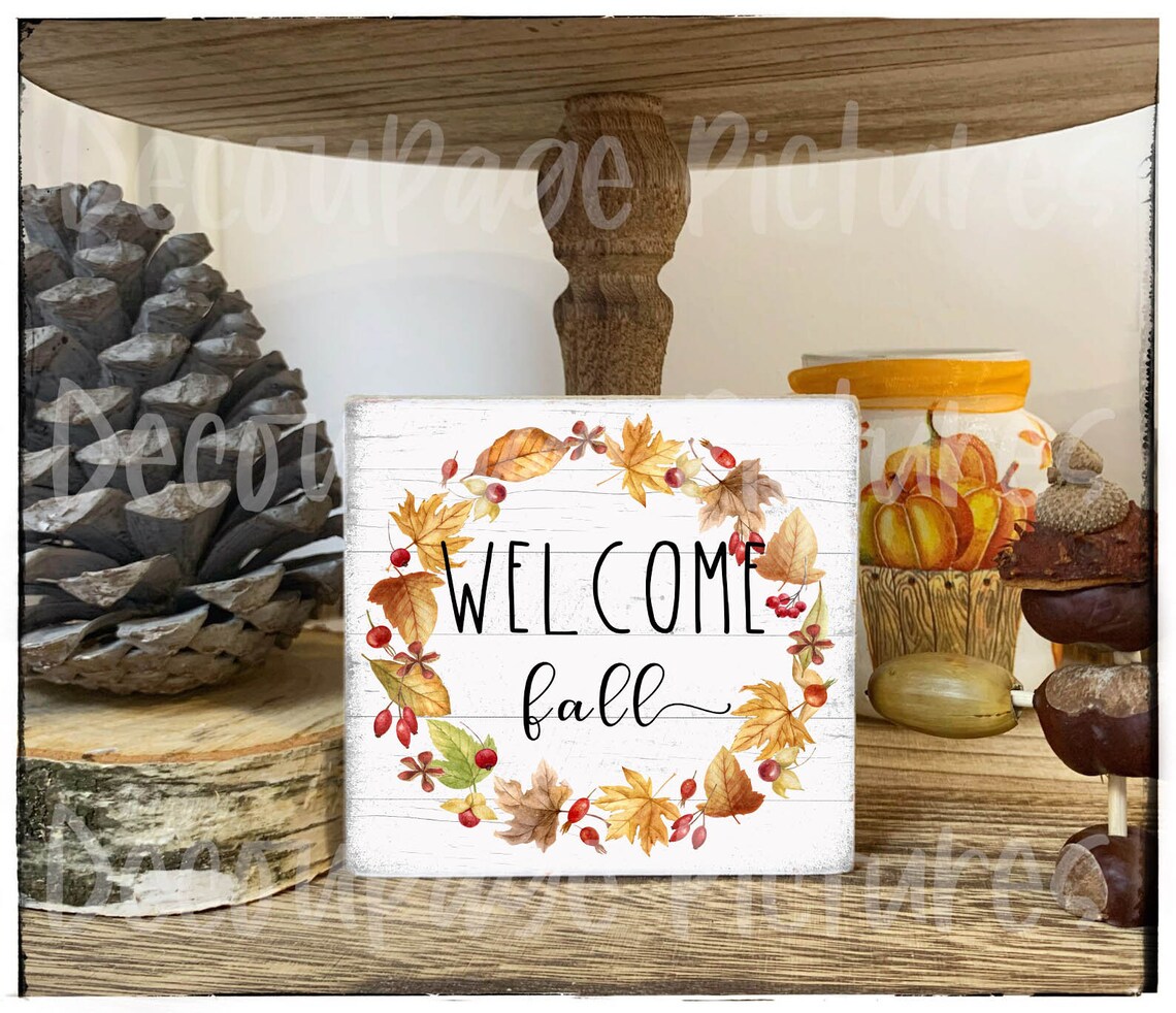 Wooden Square Plaque/sign hello Autumn/welcome - Etsy