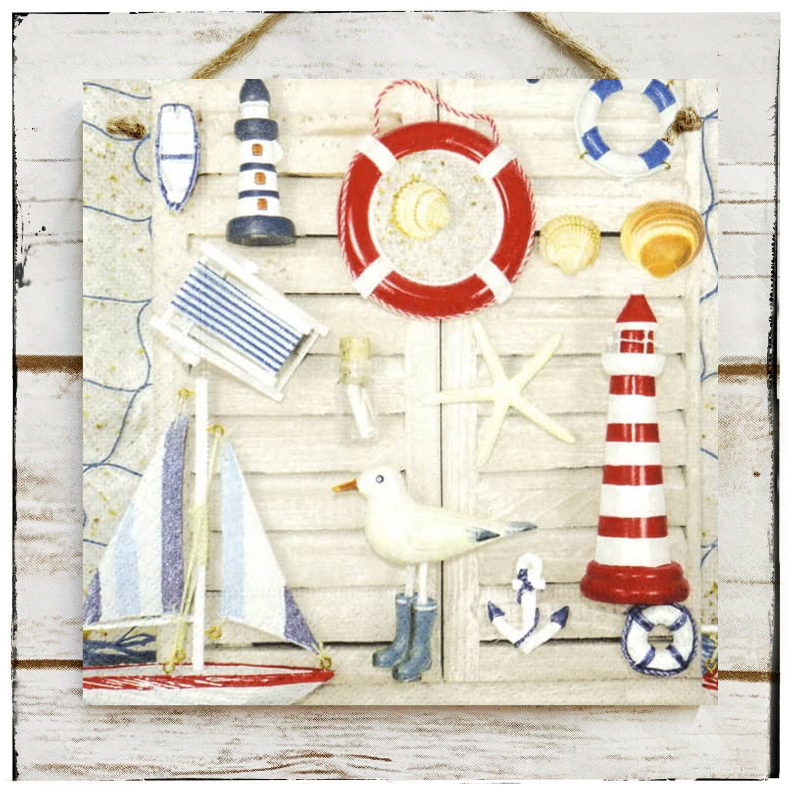 Wall Hanging Decoupage Plaque/picture Rustic Seaside Ocean - Etsy UK