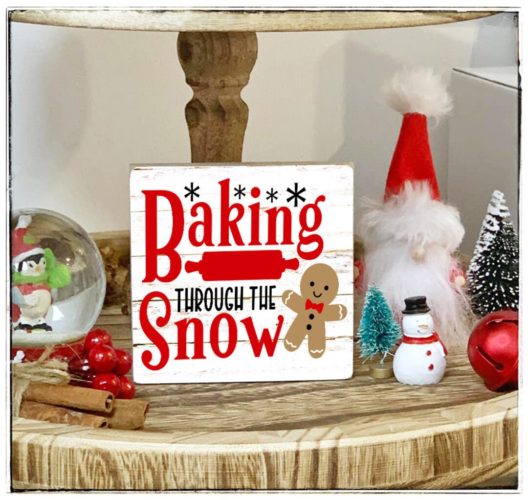 Wooden Square Plaque/sign baking Through the Snow - Etsy