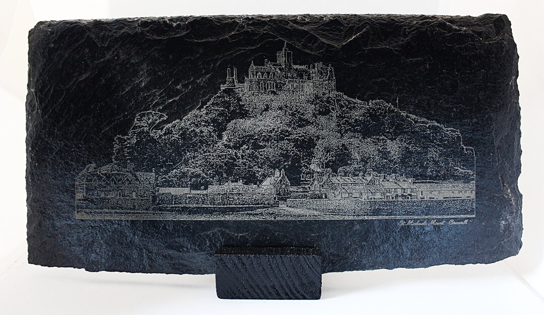 St Michaels Mount Slate Etching Cornwall Landmark Cornish - Etsy
