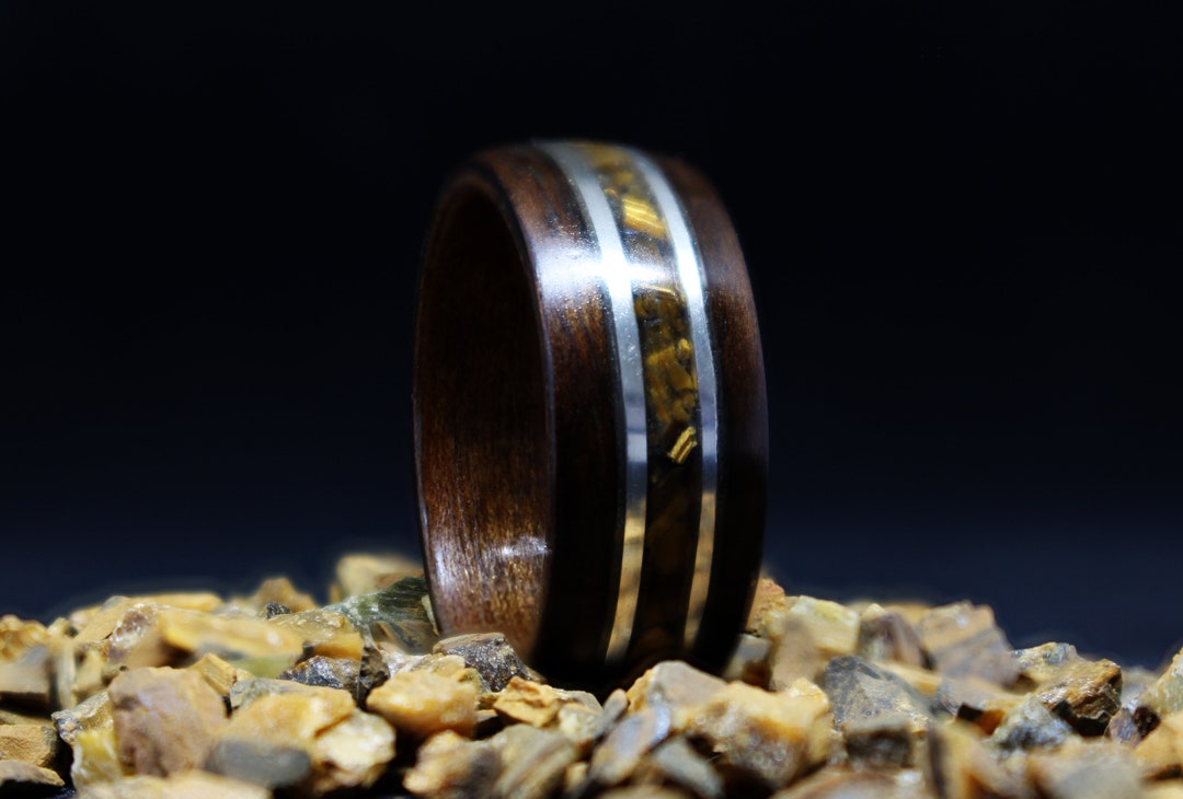 3500 Year Old Bog Oak Ring Inlayed With 2 Sterling Silver Bands ...