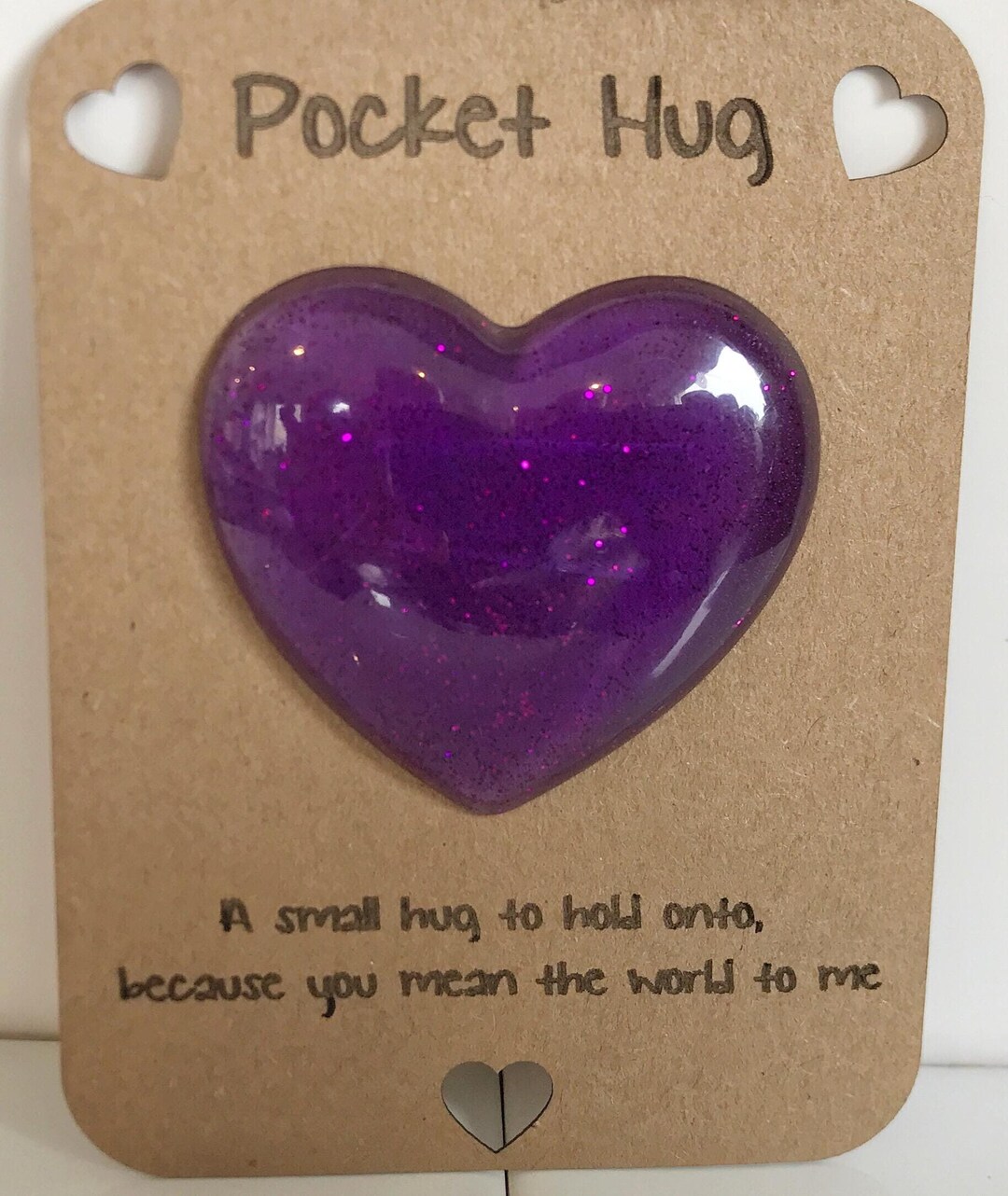 Purple Sparkle Pocket Hugs. Hand Crafted Resin Pocket Hug, Add Your Own ...
