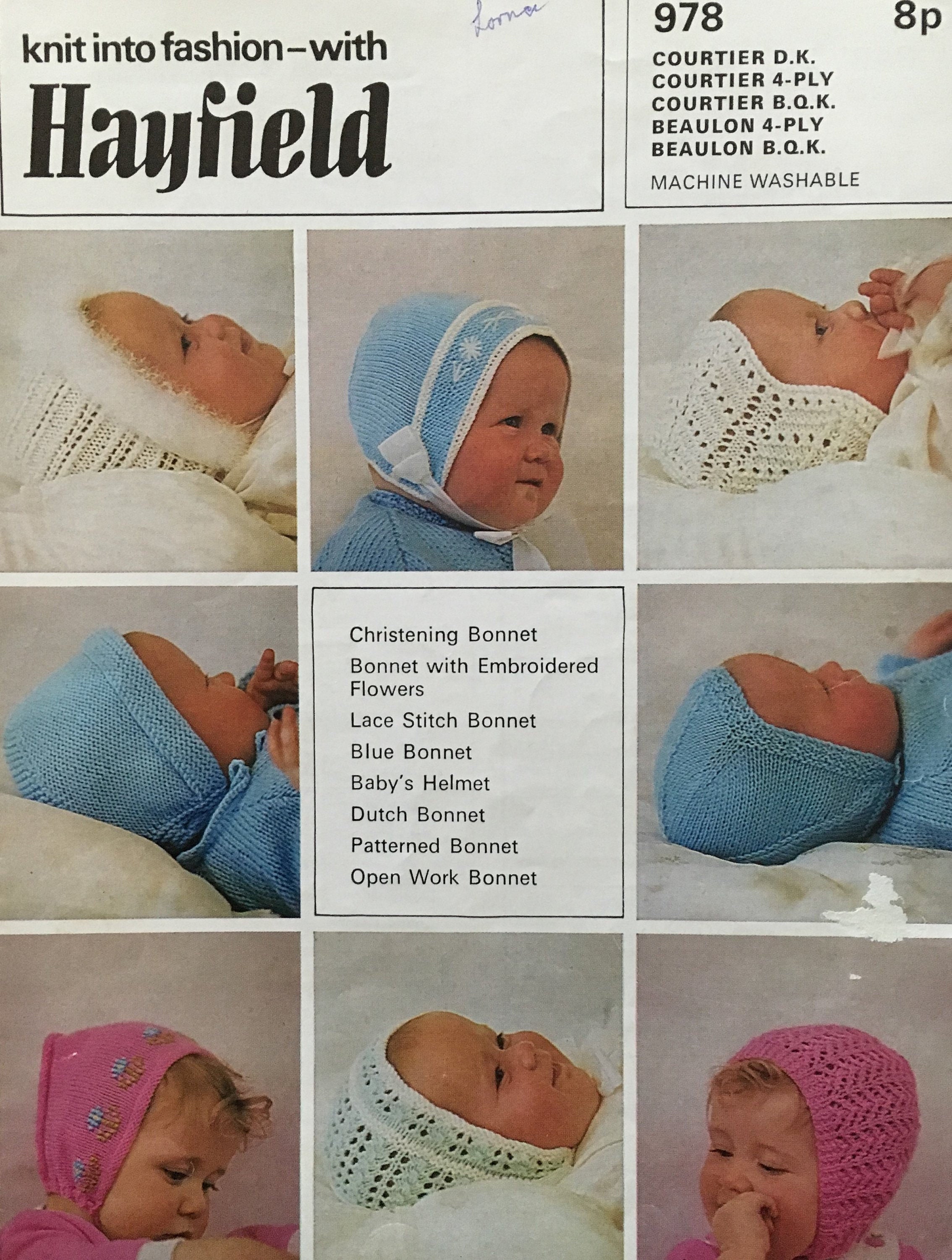 Pdf Download, Hayfield 978, Vintage Knitting Pattern, Baby Hats ...