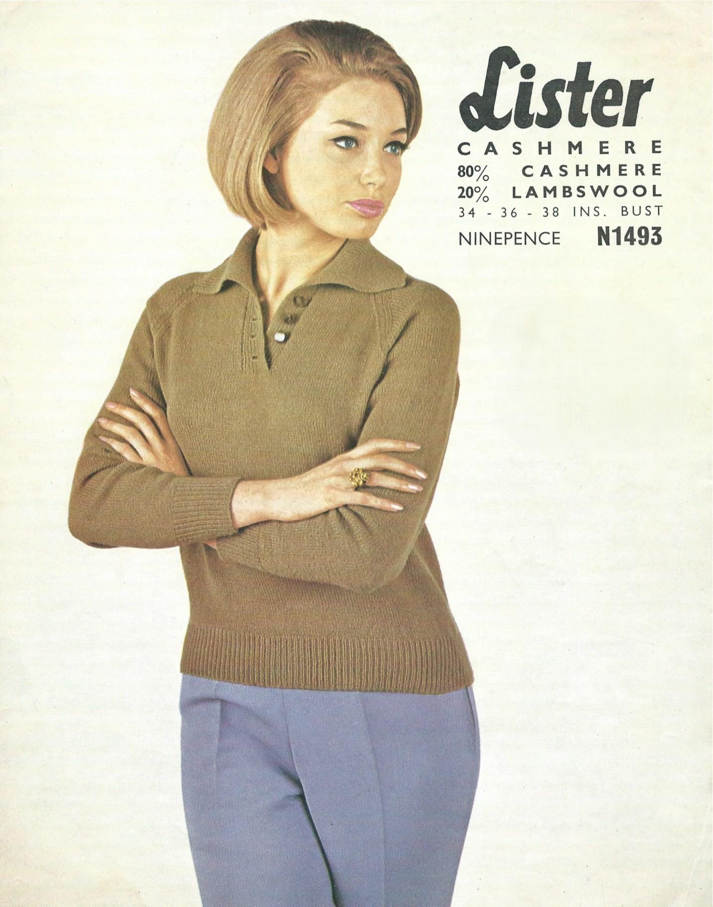 Lister No N1493, Vintage Knitting Pattern, Lady's Cashmere Jumper, Pdf ...