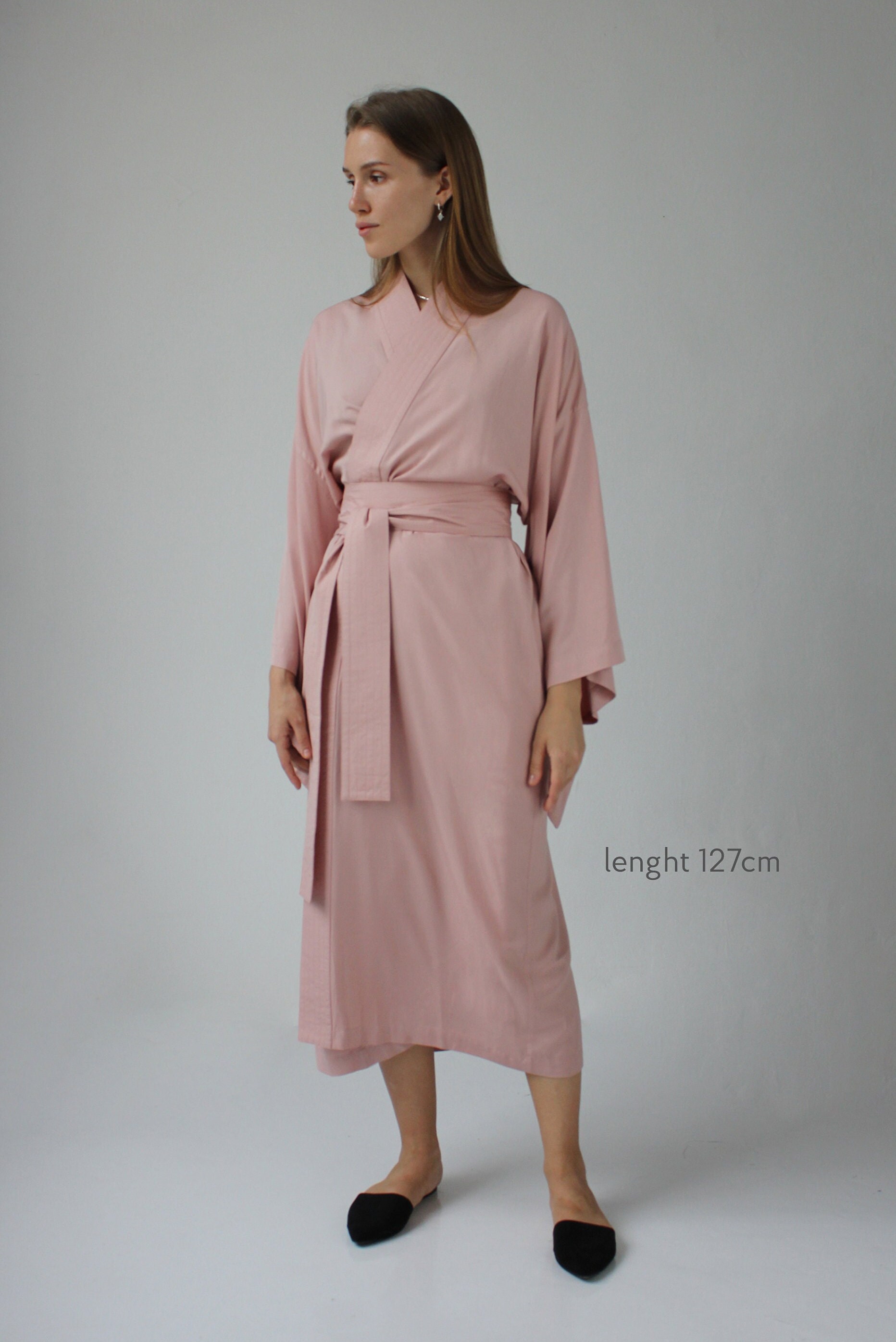 Pink Kimono Dress Women Japanese Style Kimono Long Kimono | Etsy