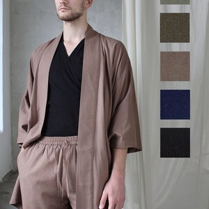 Man Kimono, Haori Jacket, Japanese Kimono, Mens Jacket, Brown Kimono ...