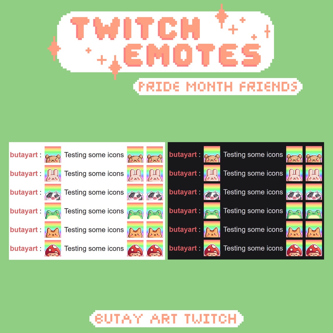 Pride Month Friends Twitch and Discord Emotes, Cute Pixel Art for ...