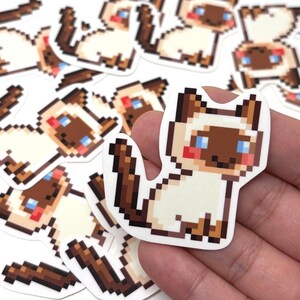 Pixel Siamese Cat Sticker, Kawaii Cat Sticker, Cute Siamese Kitty ...