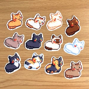 Pixel Orange Tabby Cat Loaf Sticker, Kawaii Cat Sticker, Cute Loaf ...