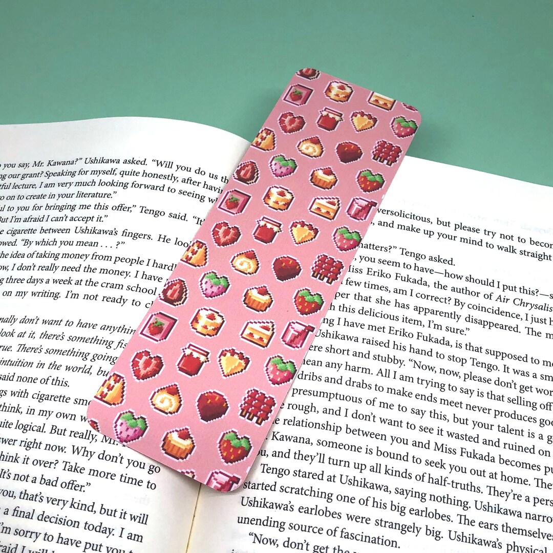 Strawb Sweets Bookmark, Kawaii Food Art, Cute Pixel Art Bookmark ...