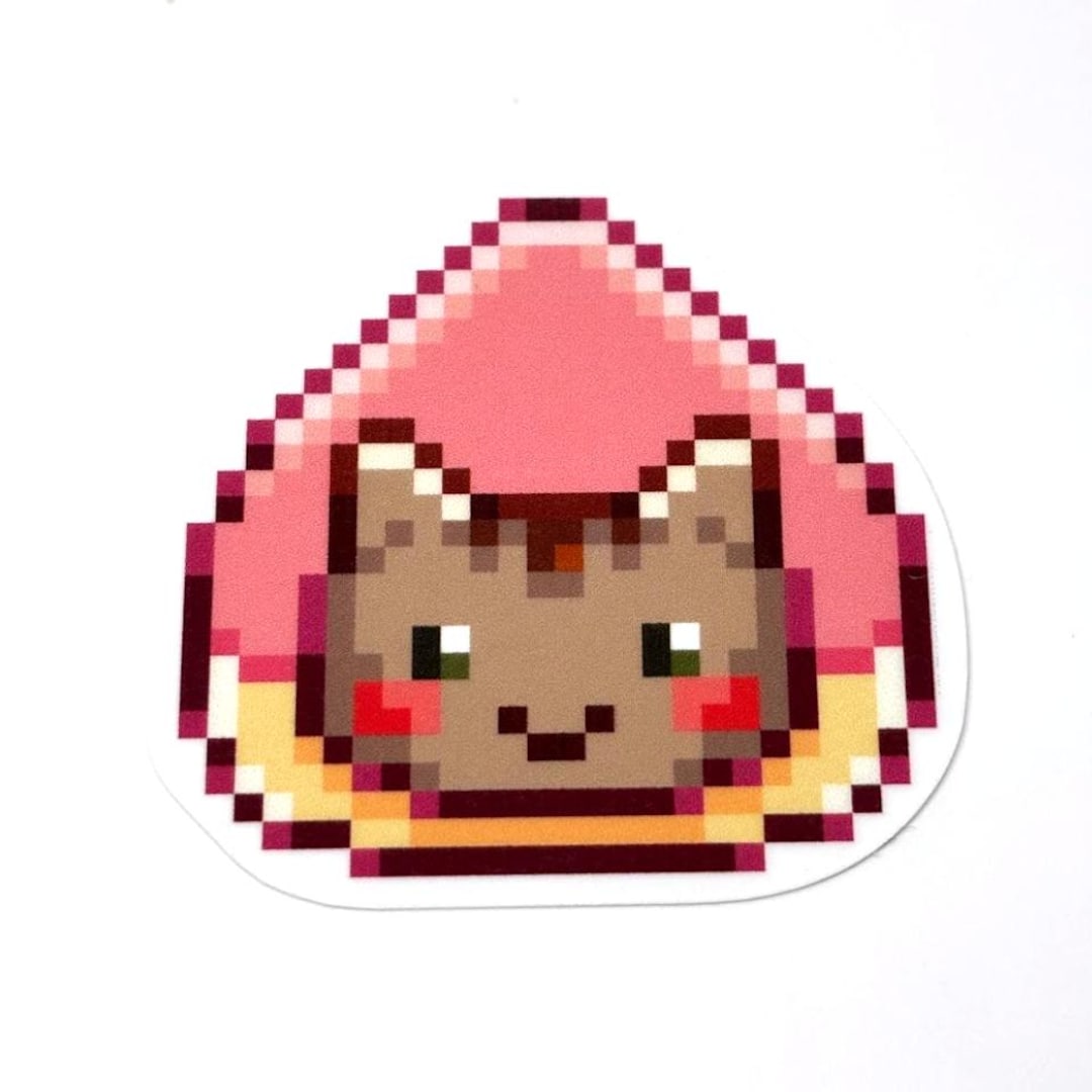 Pixel Peach Cat Sticker, Kawaii Cat Sticker, Cute Fruit Kitty Sticker ...