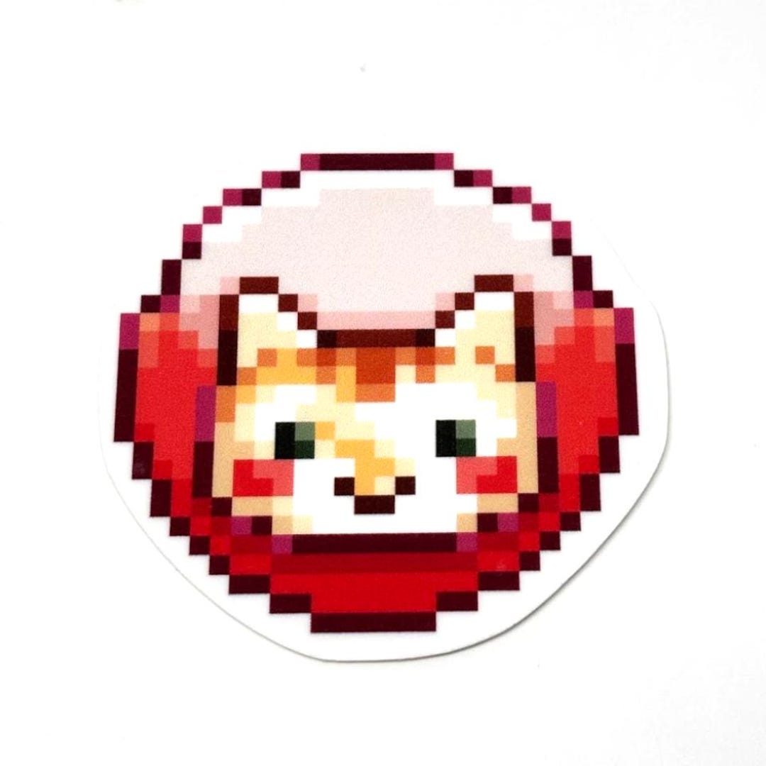 Pixel Lychee Cat Sticker, Kawaii Cat Sticker, Cute Fruit Kitty Sticker ...