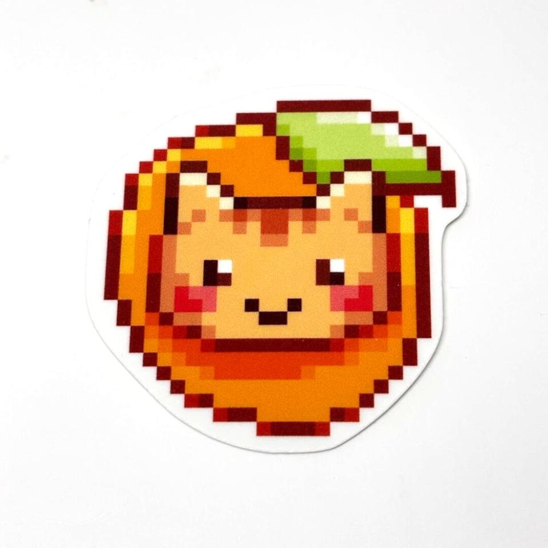 Pixel Mango Cat Sticker, Kawaii Cat Sticker, Cute Fruit Kitty Sticker ...