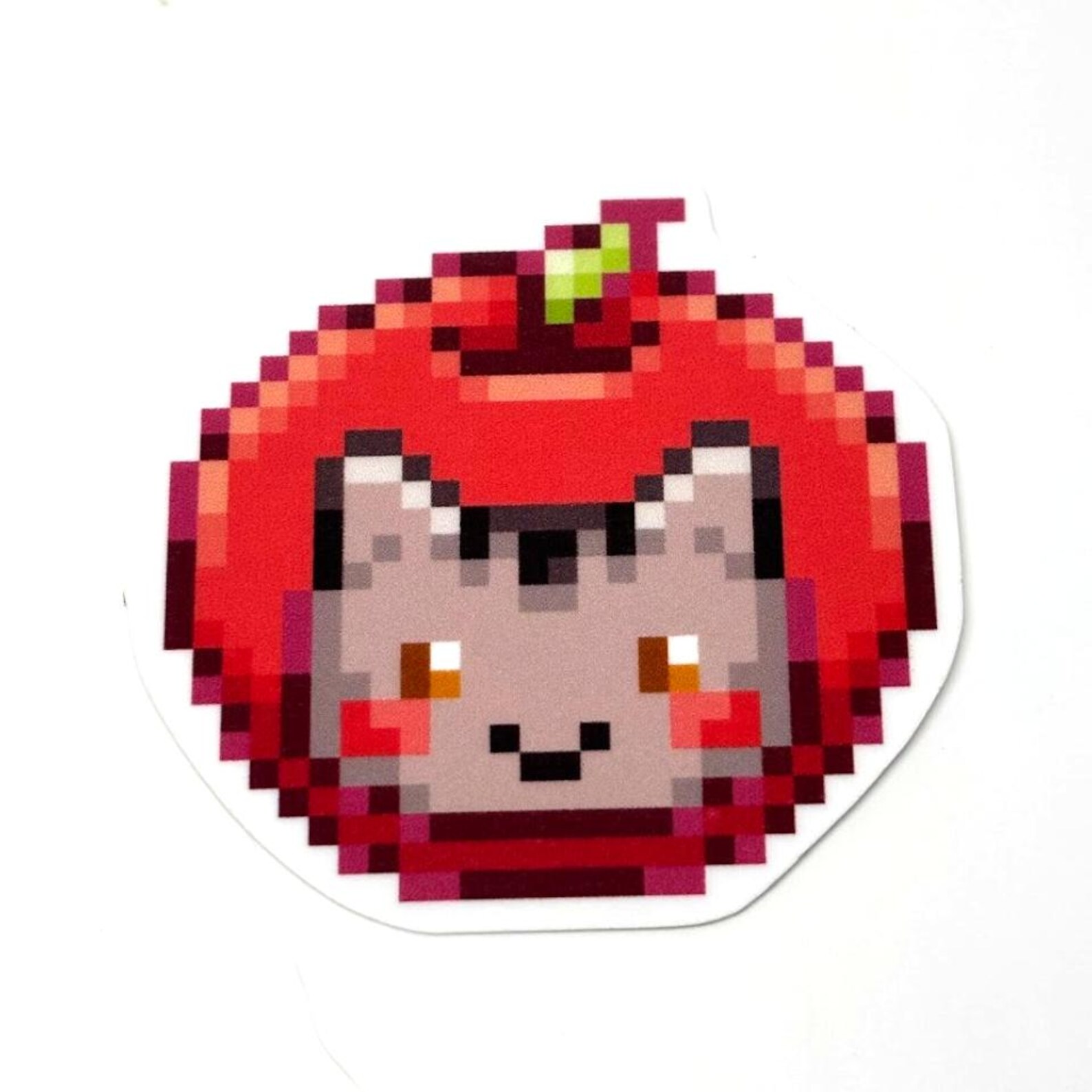 Pixel Apple Cat Sticker, Kawaii Cat Sticker, Cute Fruit Kitty Sticker ...
