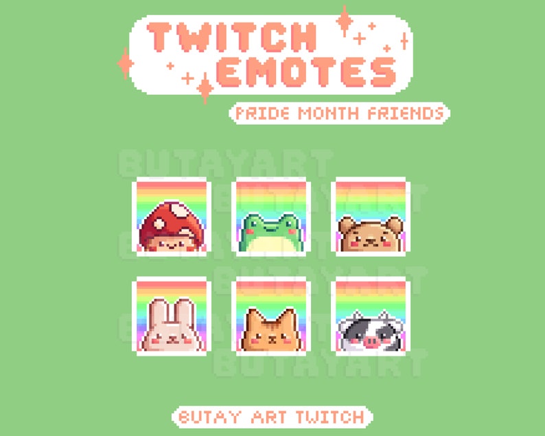 Pride Month Friends Twitch and Discord Emotes, Cute Pixel Art for ...