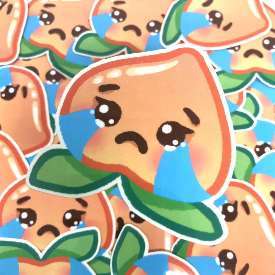 Crying Peach Sticker, Twitch Emote Sticker, Fruity Art, Cute Fruit ...