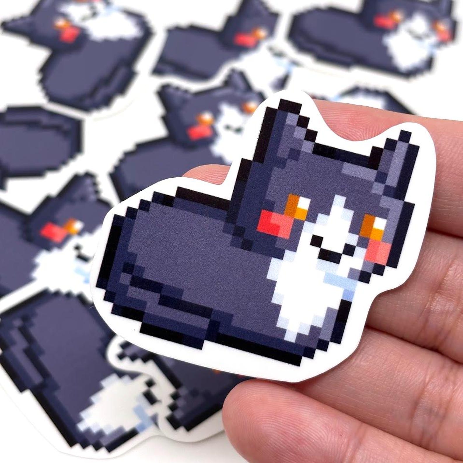 Pixel Tuxedo Cat Loaf Sticker, Kawaii Cat Sticker, Cute Loaf Kitty ...