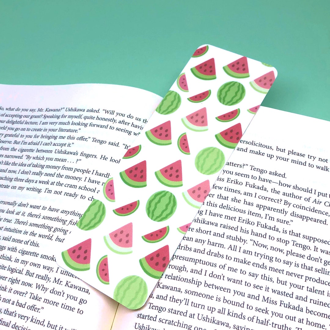 Fruity Watermelon Bookmark, Kawaii Fruit Art, Cute Food Bookmark, Melon ...