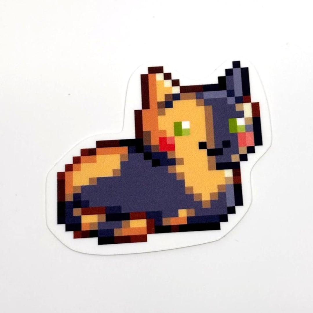 Pixel Tortie Cat Loaf Sticker, Kawaii Cat Sticker, Cute Loaf Kitty ...