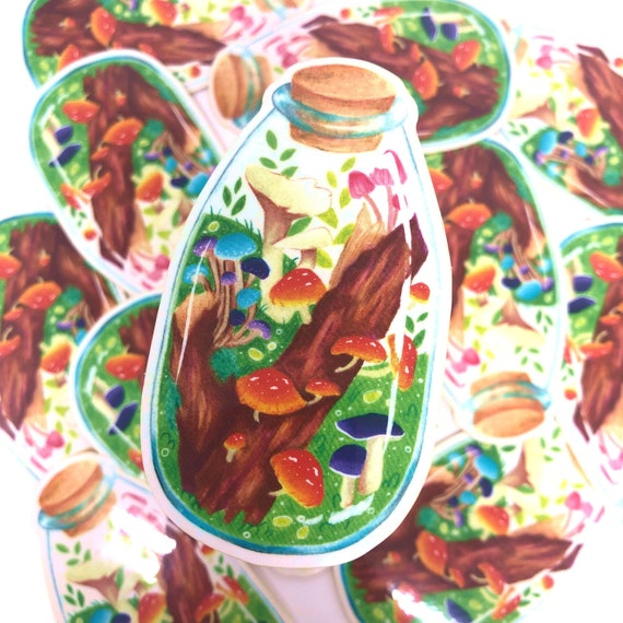 Mushroom Terrarium Sticker Cottagecore Mushrooms Fairytale - Etsy