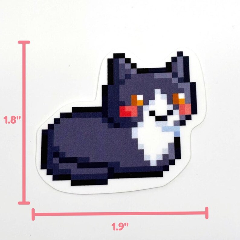 Pixel Tuxedo Cat Loaf Sticker, Kawaii Cat Sticker, Cute Loaf Kitty ...