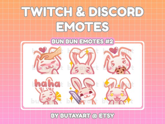 chibi bunny character design Bun Bun Emote Set #2 set of 6 emotes cute ...