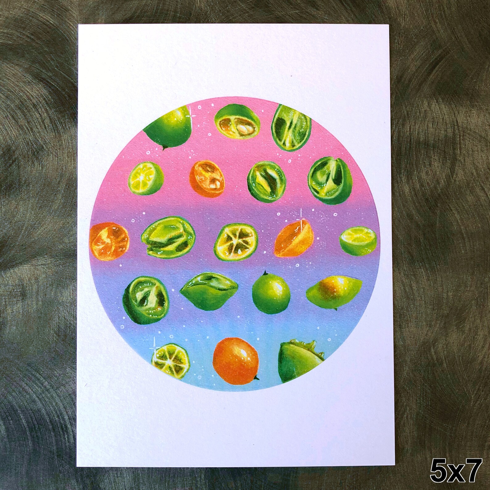 Calamansi fine art print 8x10 5x7 calamansi fruit painting | Etsy