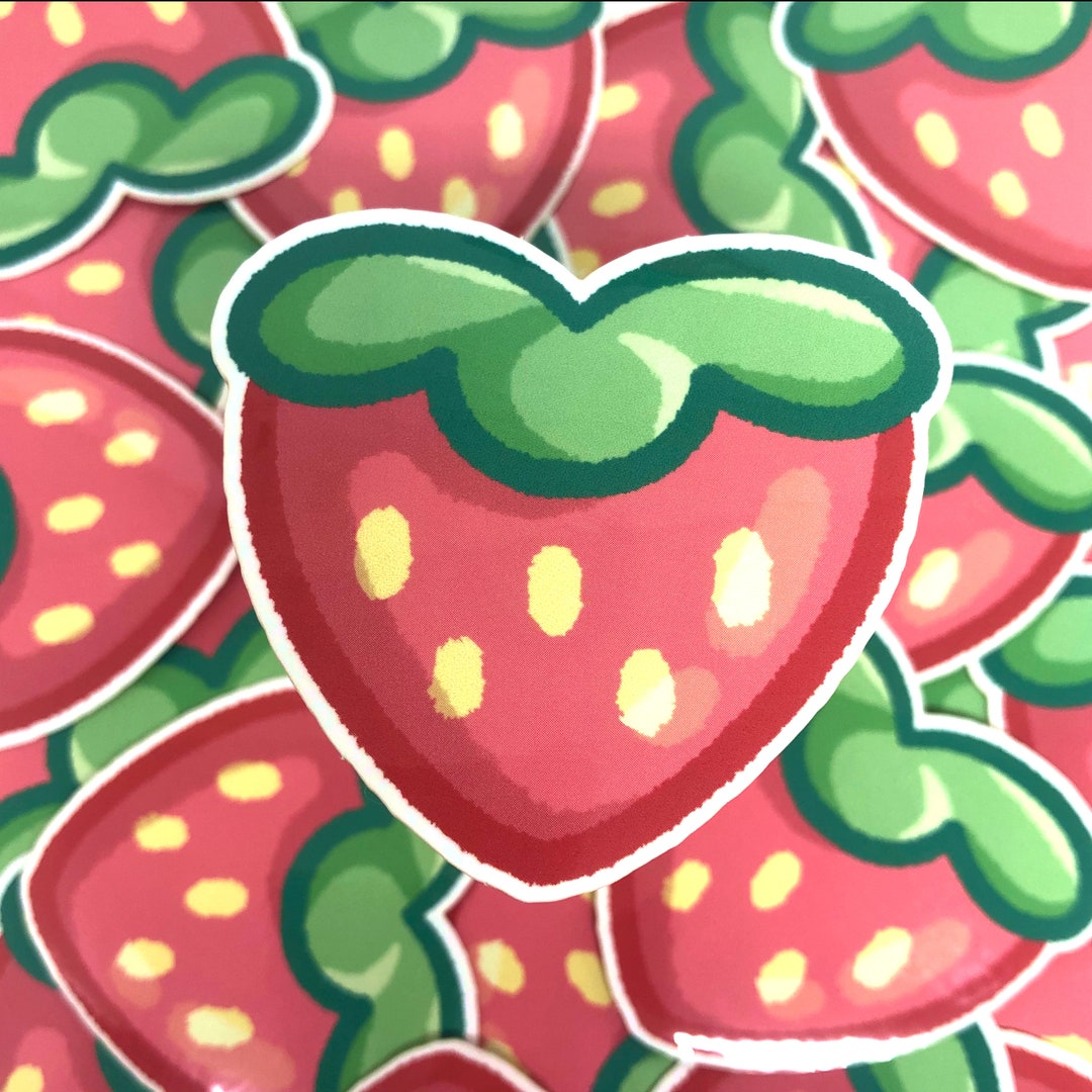 Strawberry Heart Sticker, Twitch Emote Sticker, Fruity Art, Cute Fruit ...