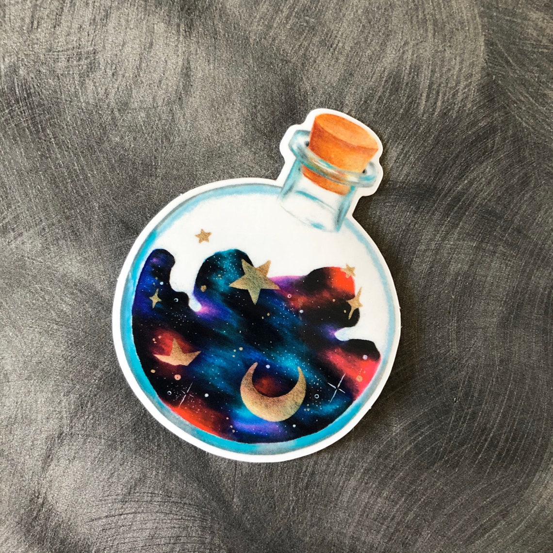 Galaxy potion bottle sticker magical potion nebula gold | Etsy