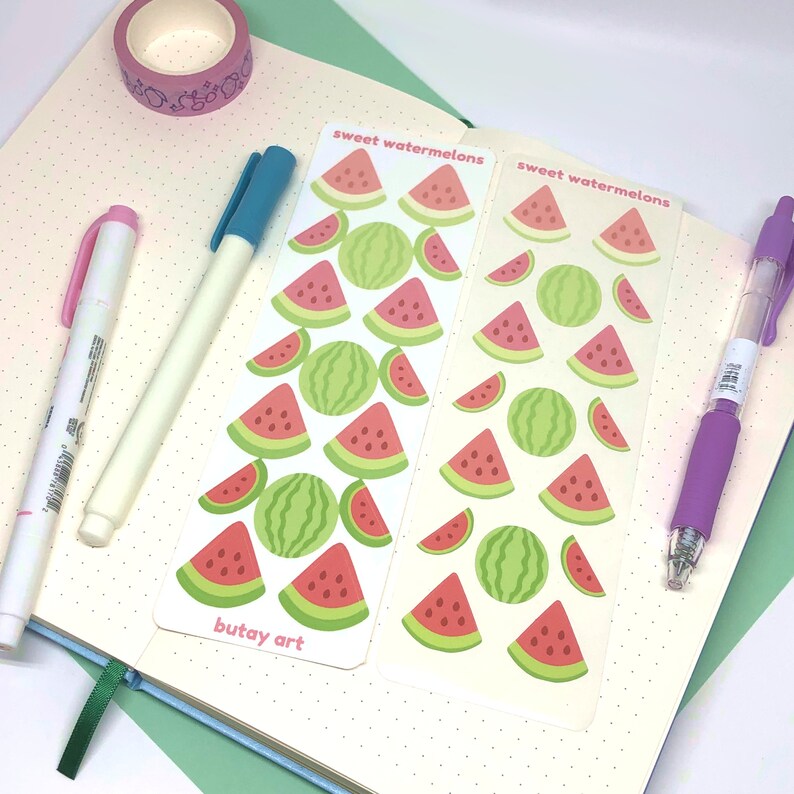 Watermelon Sticker Sheet, Kawaii Fruit Stickers, Melon Art, Cute Polco ...