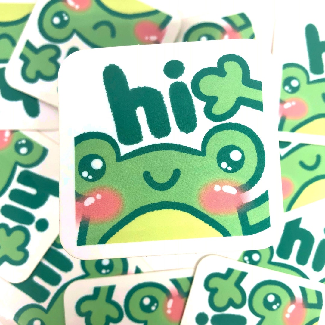 Froggy Hi Sticker, Twitch Emote Sticker, Froggy Art, Cute Frog Themed ...
