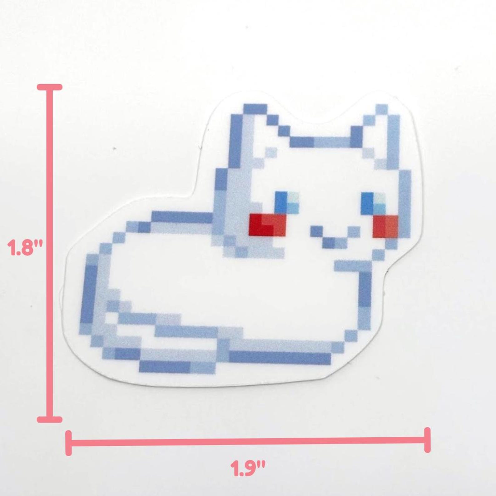 Pixel White Cat Loaf Sticker, Kawaii Cat Sticker, Cute Loaf Kitty ...