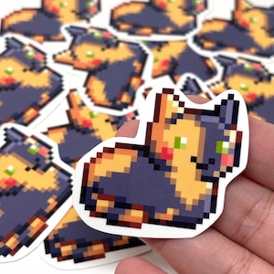 Pixel Tortie Cat Loaf Sticker, Kawaii Cat Sticker, Cute Loaf Kitty ...