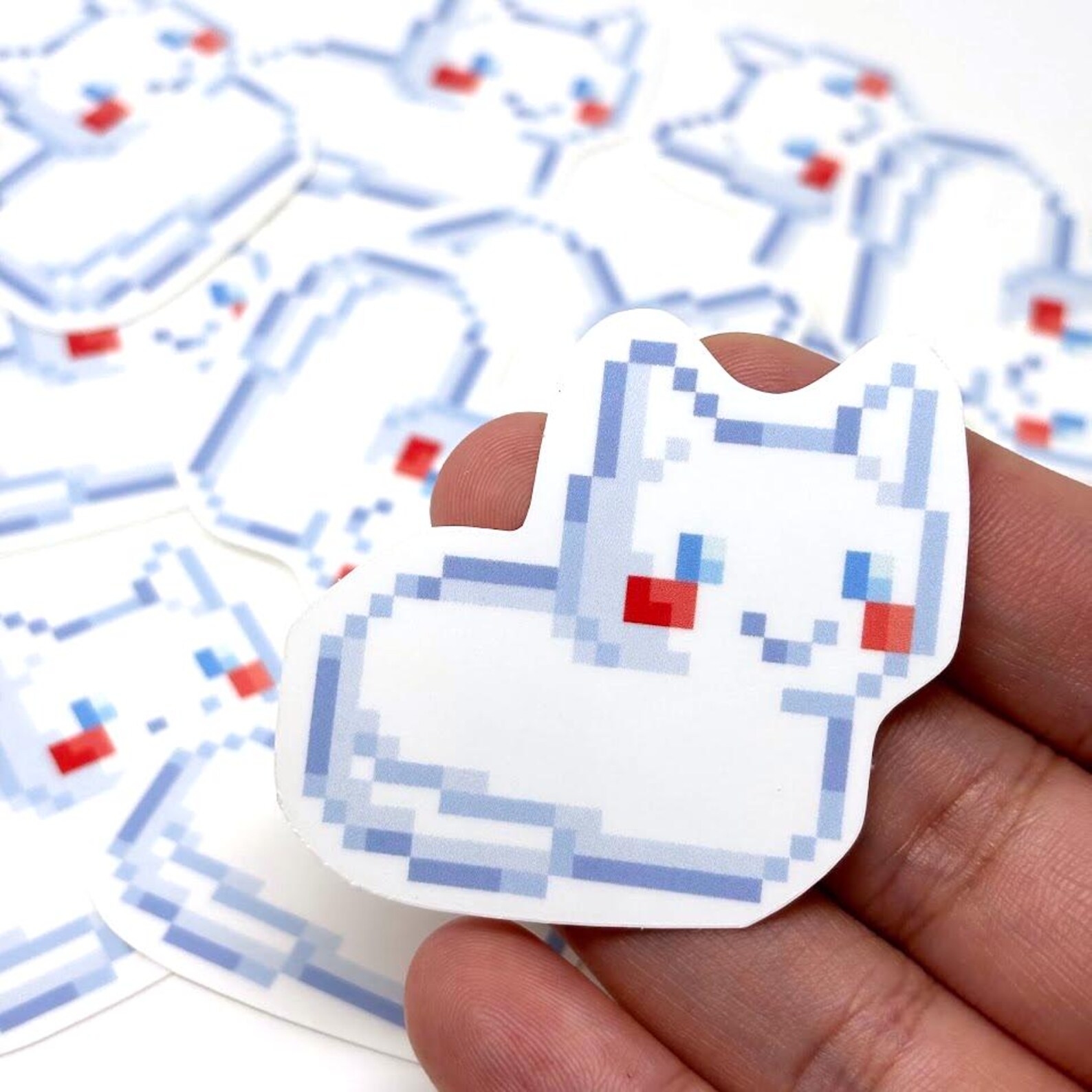 Pixel White Cat Loaf Sticker, Kawaii Cat Sticker, Cute Loaf Kitty ...