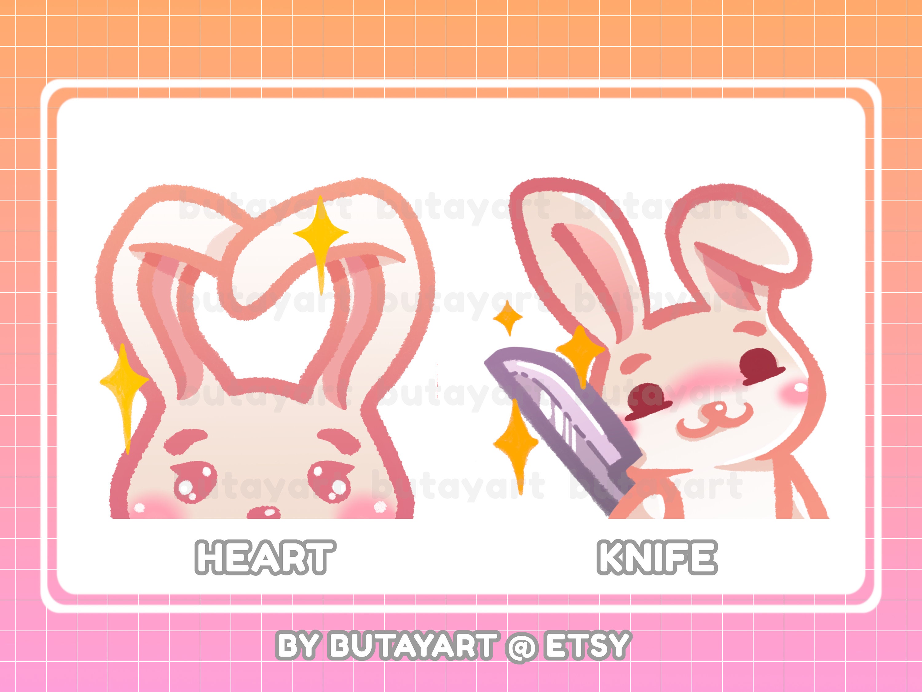 chibi bunny character design Bun Bun Emote Set #2 set of 6 emotes cute ...