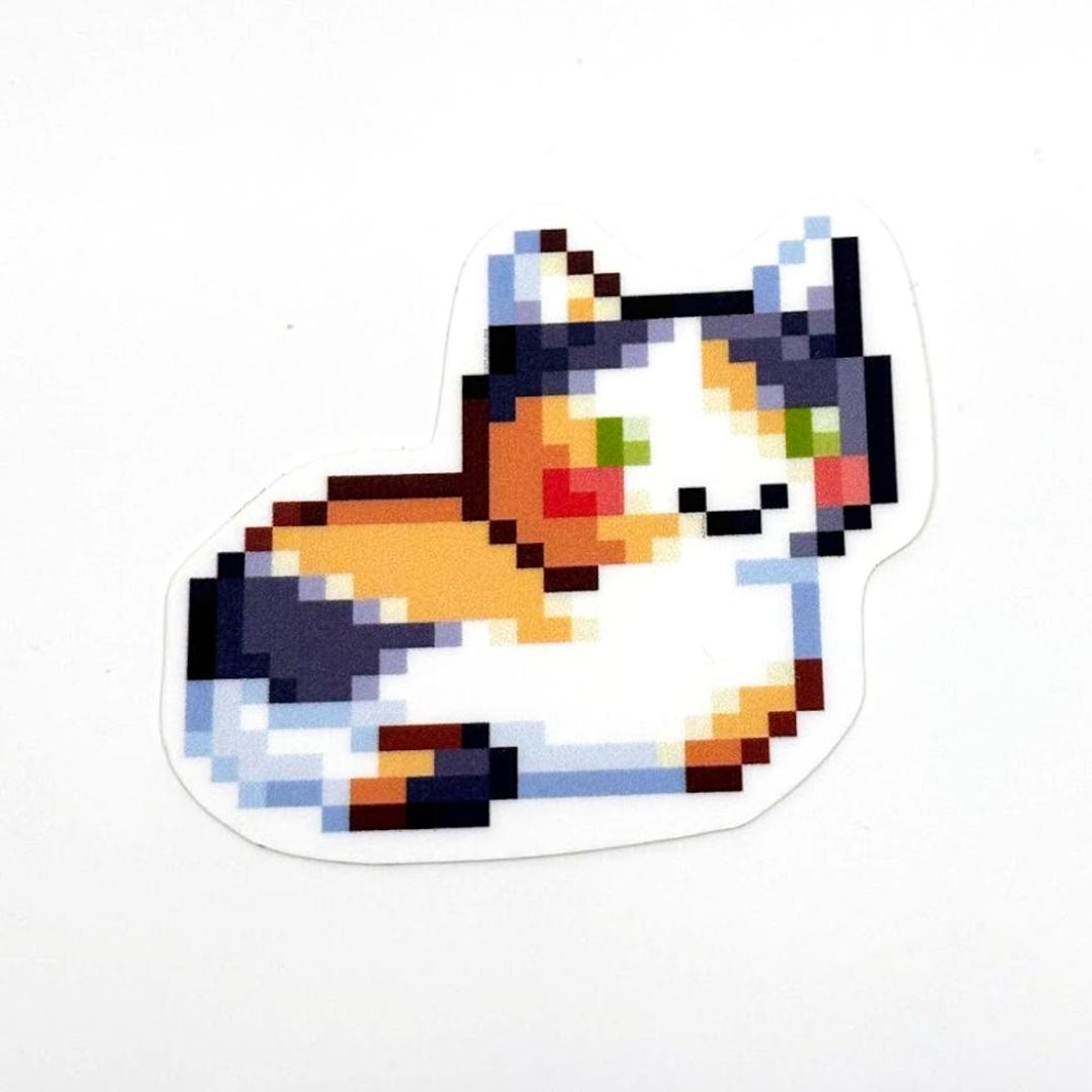 Pixel Calico Cat Loaf Sticker, Kawaii Cat Sticker, Cute Loaf Kitty ...