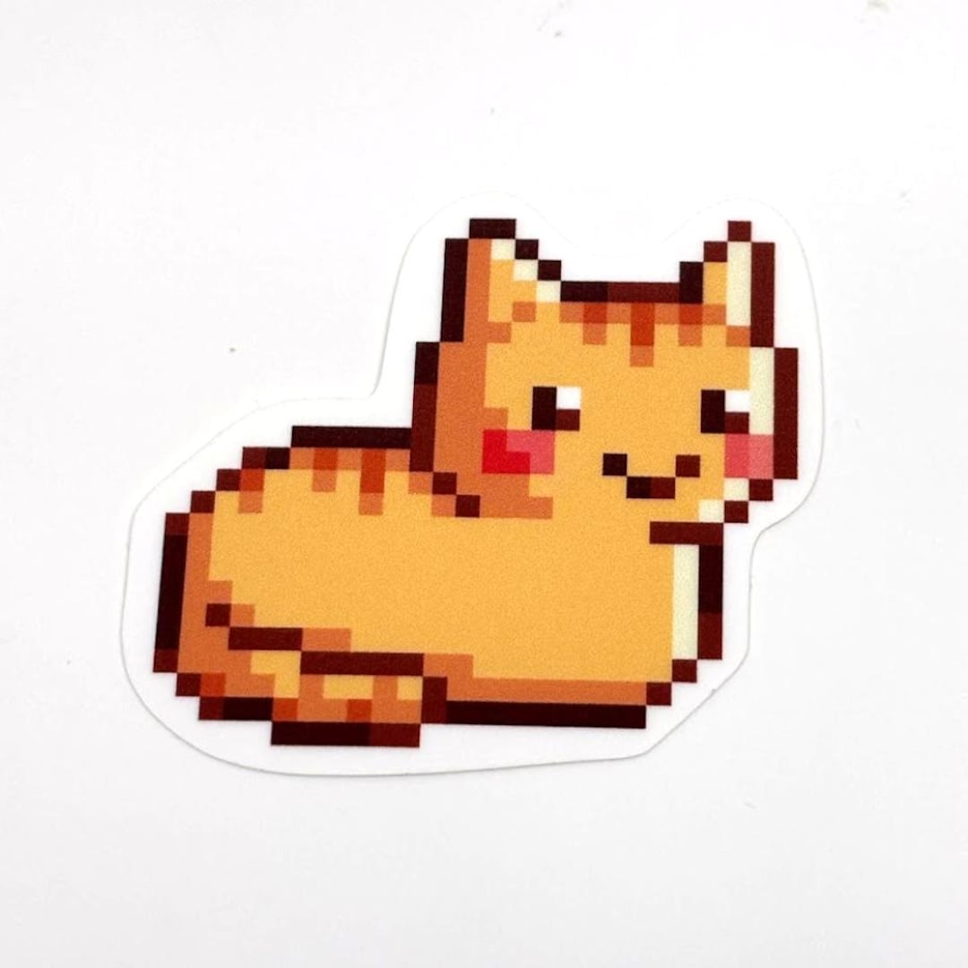 Pixel Orange Tabby Cat Loaf Sticker, Kawaii Cat Sticker, Cute Loaf ...