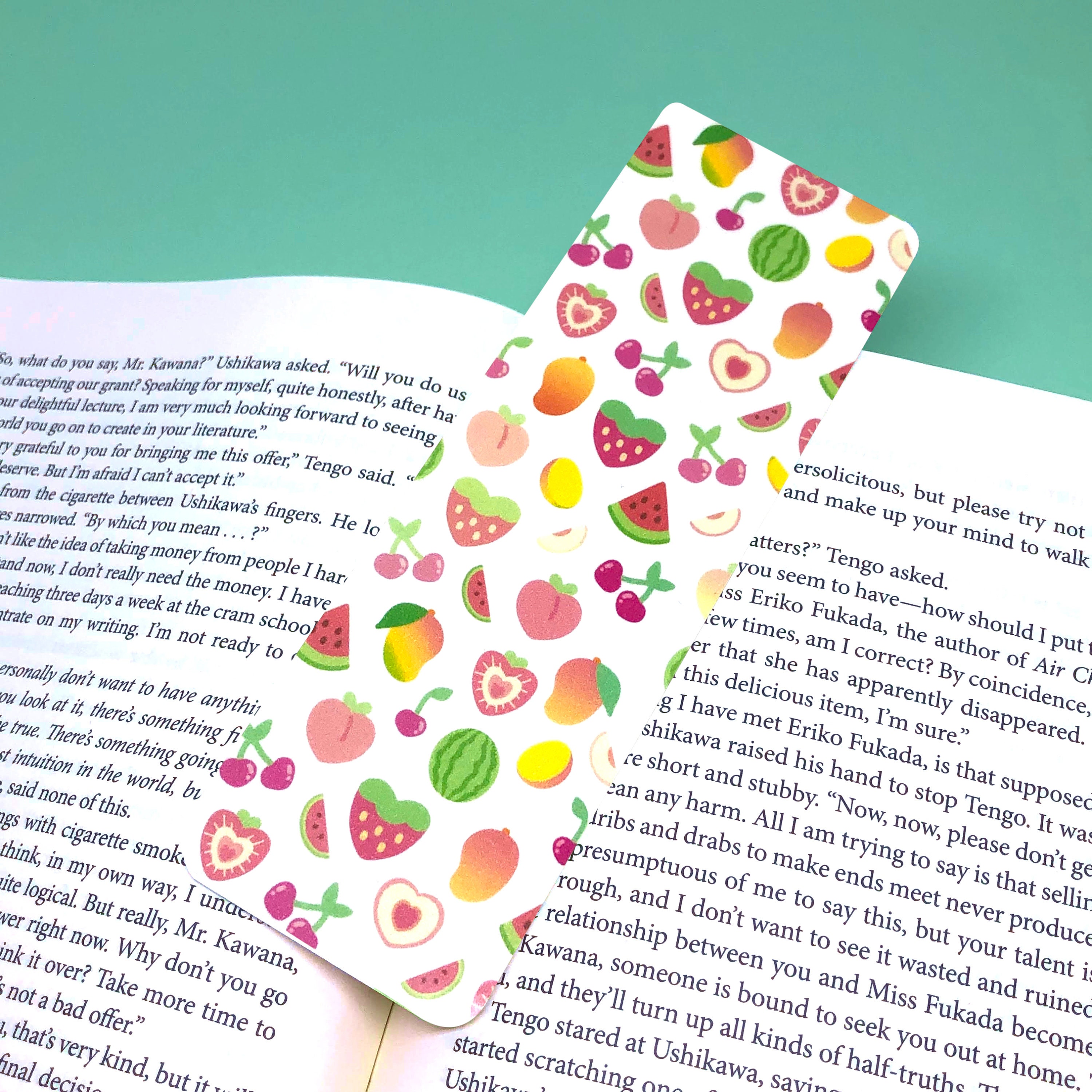Fruity Bookmark, Kawaii Fruit Art, Cute Cottagecore Bookmark, Fruit ...