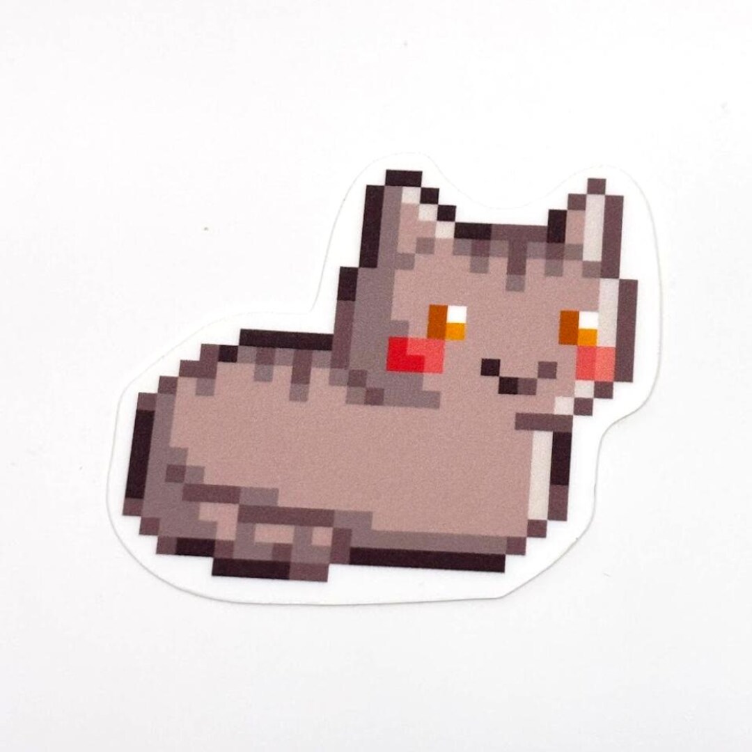 Pixel Gray Tabby Cat Loaf Sticker, Kawaii Cat Sticker, Cute Loaf Kitty ...