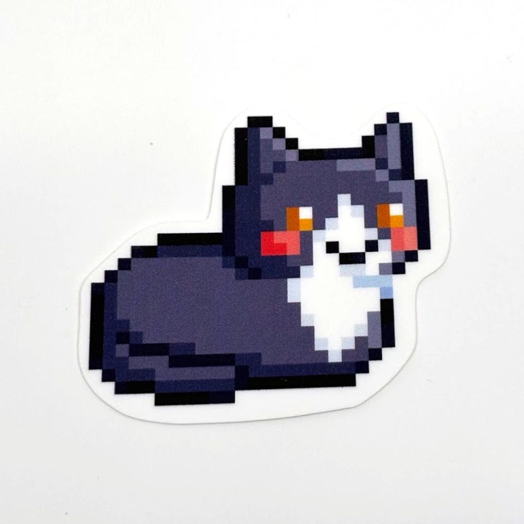 Pixel Tuxedo Cat Loaf Sticker, Kawaii Cat Sticker, Cute Loaf Kitty ...