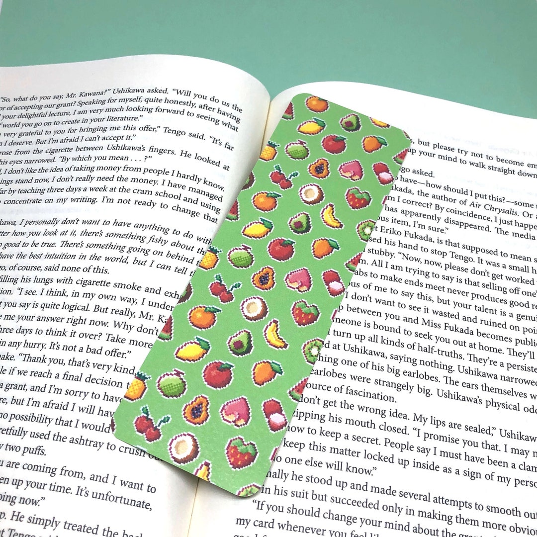 Fruits Bookmark, Kawaii Fruit Art, Cute Pixel Art Bookmark, Fruit ...