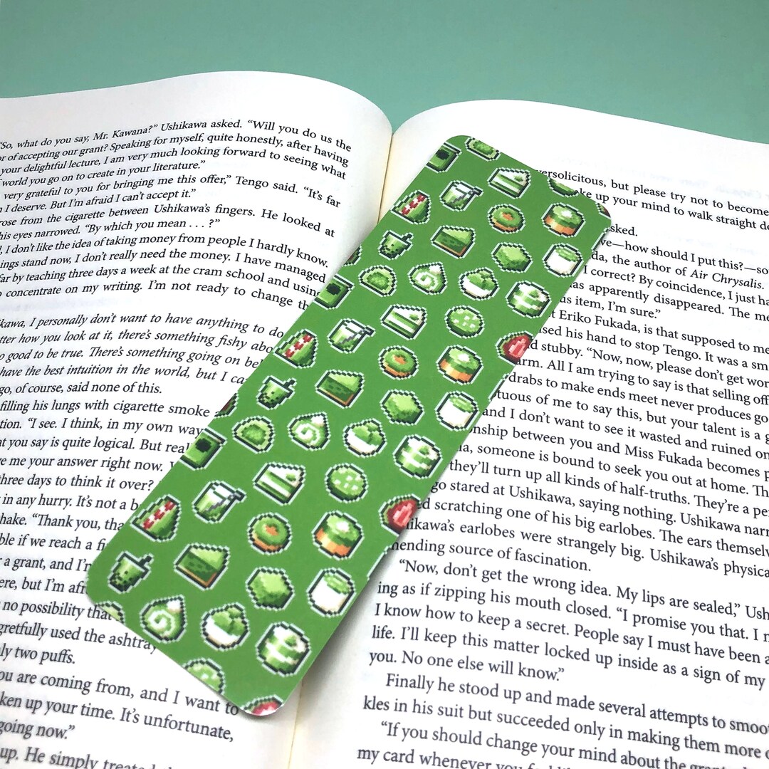 Matcha Sweets Bookmark, Kawaii Food Art, Cute Pixel Art Bookmark ...