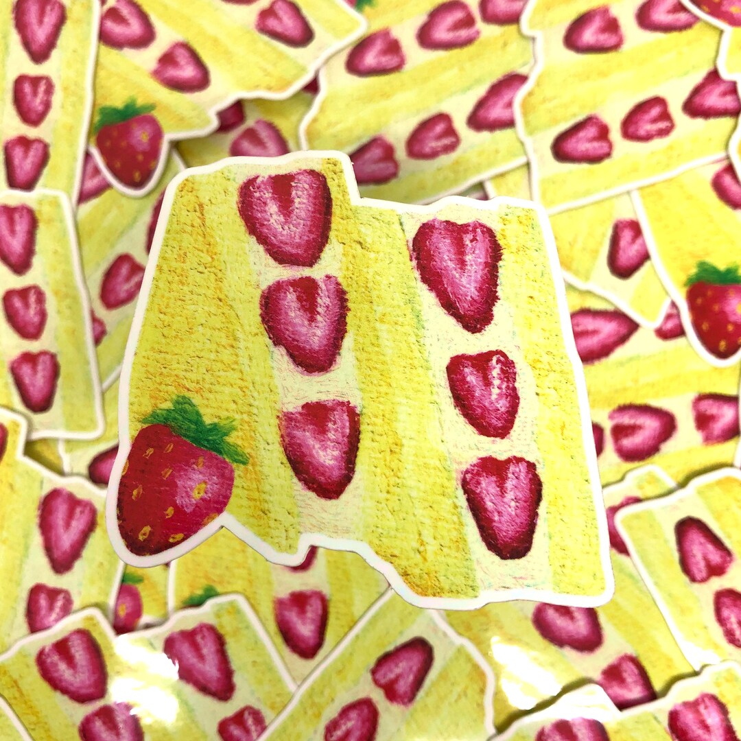 Strawberry Sando Sticker, Kawaii Fruit Sticker, Strawberry Sandwich Art ...
