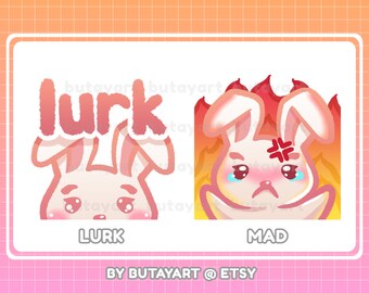 chibi bunny character design Bun Bun Emote Set #2 set of 6 emotes cute ...