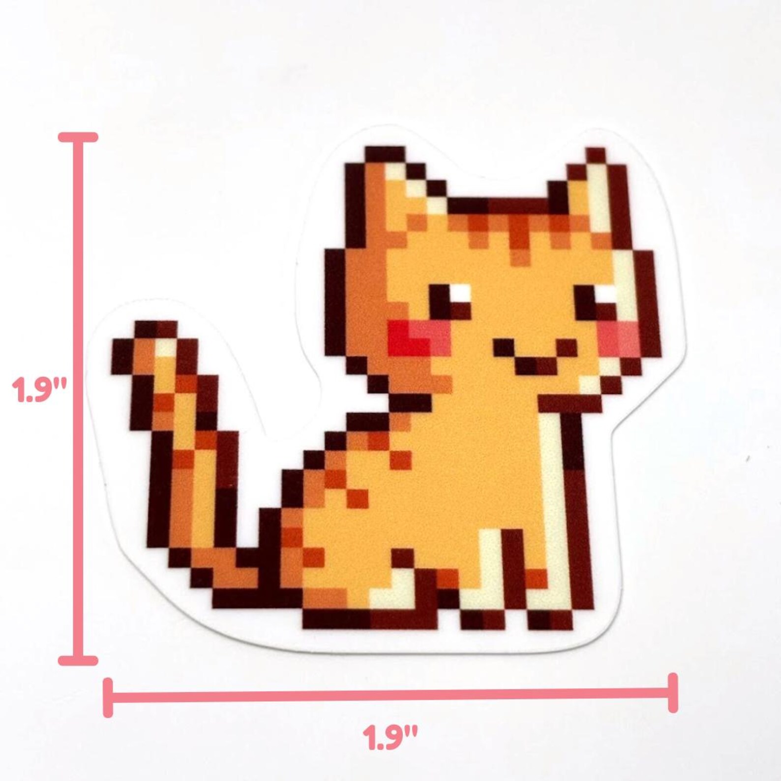 Pixel Orange Tabby Cat Sticker, Kawaii Cat Sticker, Cute Kitty Sticker ...