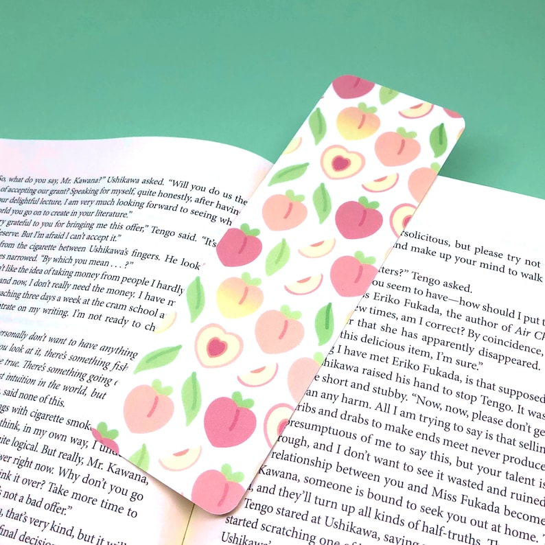 Fruity Peach Bookmark, Kawaii Fruit Art, Cute Food Bookmark, Peach ...