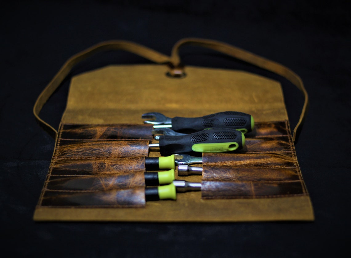Leather Roll Tool Bag , Tool Storage Bag , Leather Kit Bag , Tool ...