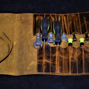 Leather Roll Tool Bag , Tool Storage Bag , Leather Kit Bag , Tool ...