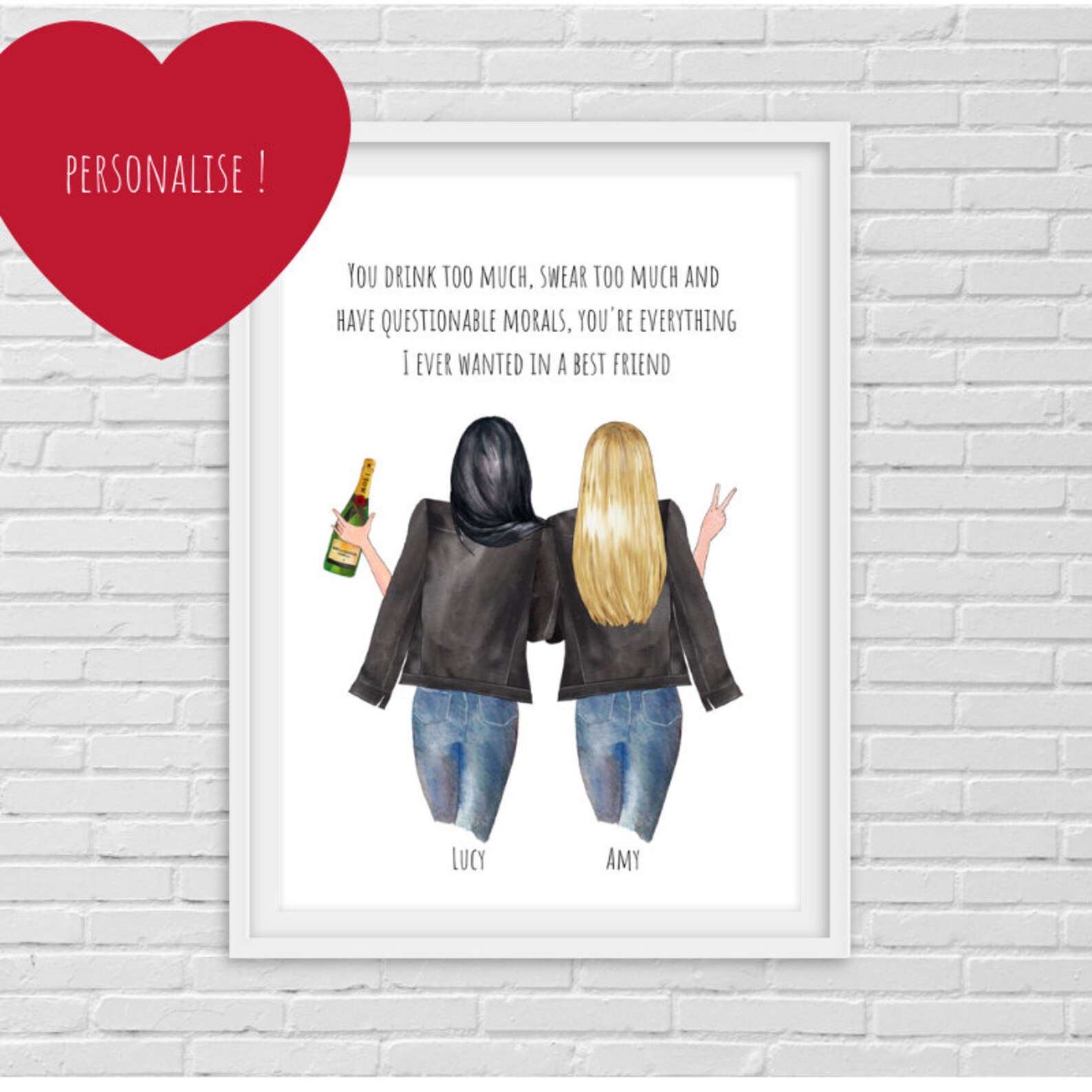 Friendship Print Best Friend Gift Bestie Gift - Etsy UK